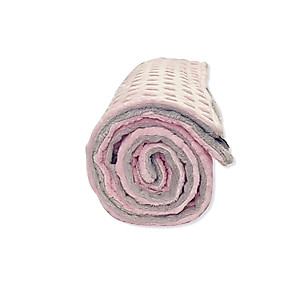 MEG ORIGINAL Minky Dot Baby Girl Blanket, Pink and Gray, 384