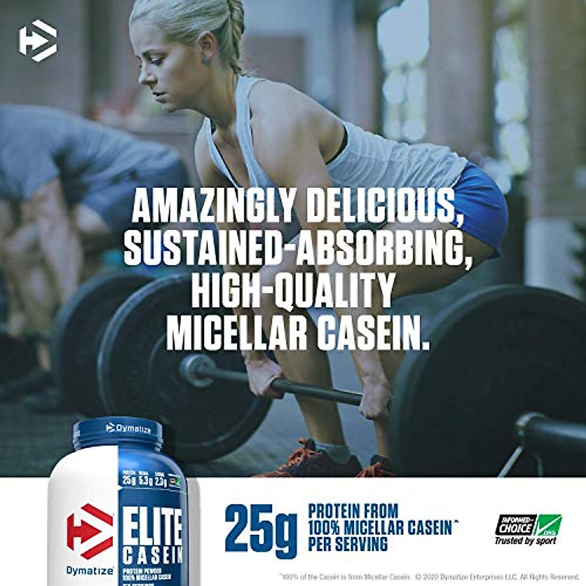 Dymatize Elite Casein Protein Powder, Slow Absorbing with Muscle Building Amino Acids, 100% Micellar Casein, 25 g Protein, 5.4 g BCAAs & 2.3 g Leucine, Helps Overnight Recovery, Cinnamon Bun, 64 Oz