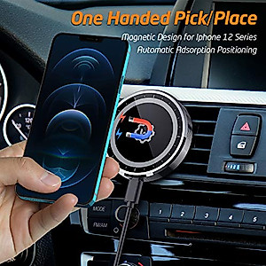 15W Wireless Magnetic Car Charger, WixGear Wireless Magnetic Air Vent and Dashboard Car Charger Charger for iPhone 13/13 Pro/13 Pro Max/13 Mini/ 12/12 Pro/ 12 Pro Max/12 Mini with Auto Alignment