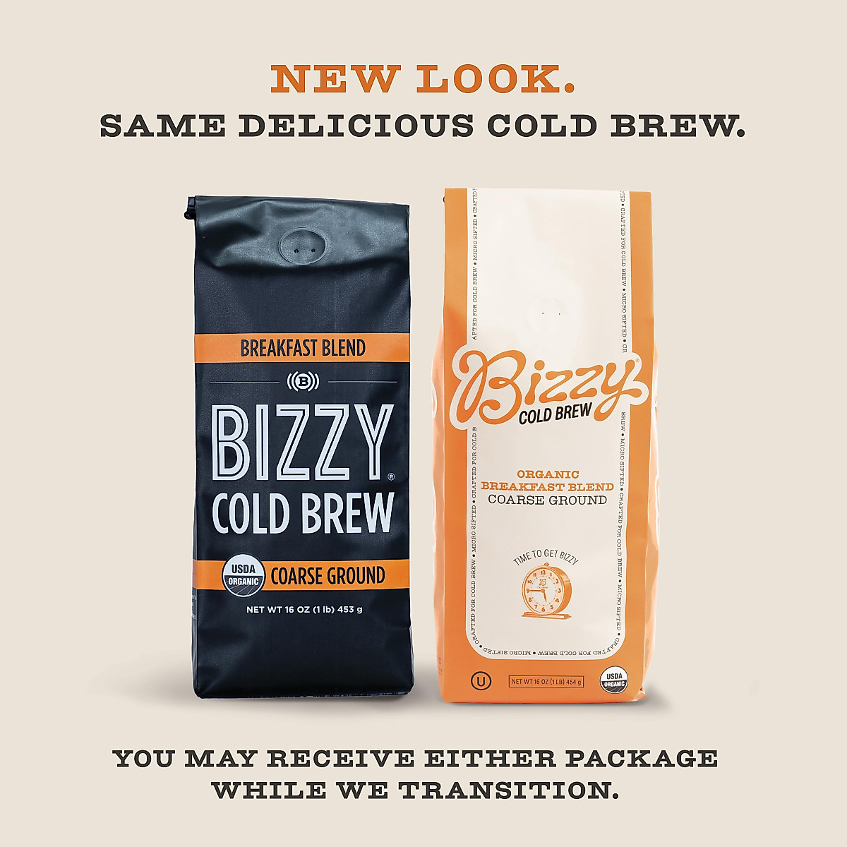 Bizzy Organic Cold Brew Coffee | Bundle | Coarse Ground Coffee | Smooth & Sweet 1 LB + Breakfast Blend 1 LB | 2 Pack