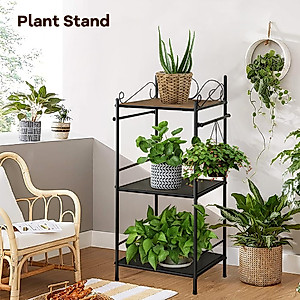 ViHOTA 3-Tier Metal Shelving Unit, Standing Storage Shelf Units for Laundry Bathroom Kitchen Pantry Closet for Small Spaces,15.6” Black Metal Rack