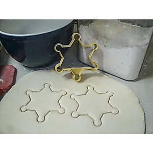 SHERIFF BADGE 6 POINT STAR WILD WEST THEME OUTLINE COOKIE CUTTER MADE IN USA PR892