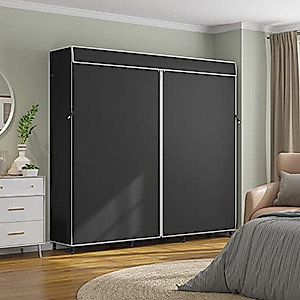 VIPEK V10C Medium Heavy Duty Covered Clothes Rack Portable Bedroom Armoires Closet Rack with Slid Basket, Black Clothing Rack with Black Cover, Adjustable Freestanding Closet Wardrobe, Max Load 750LBS