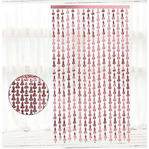 Bachelorette Party Decorations Rose Gold Fringe Curtains Bridal Shower Decorations Hen Party Rose Gold Pink Backdrop (2 Pack 3.2 x 6.6 ft) (Rose Gold)