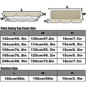 Patio Swing Canopy Fabric Waterproof Replacement Top Cover Cloth,Anti-UV Patio Chair Top Cover for 2/3-Seater-Swing Chair,Outdoor Garden Chair Sunscreen Cover Top Cover for Seat Furniture