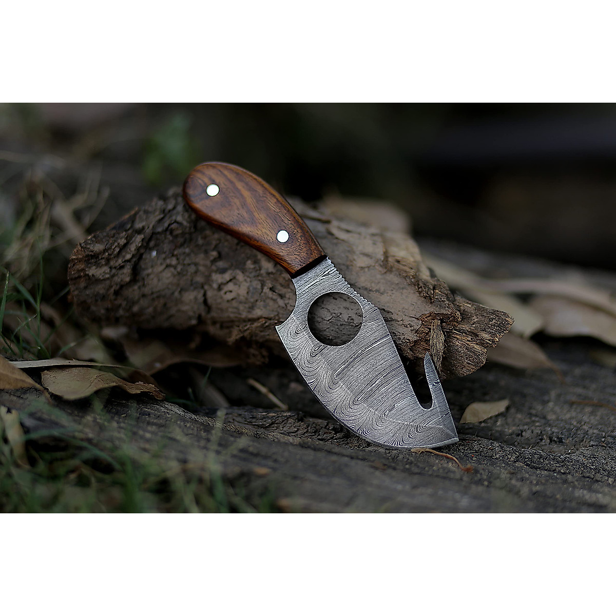 Bushcraft Handmade Damascus Steel Fixed Blade Skinning Hunting Knife With Gut Hook Best For Outdoor Camping Skinner Deer Fishing Hiking Edc Survival Knives For Men (Rose Wood)