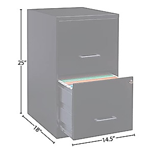 Lorell 14341 18 Deep 2-Drawer File Cabinet, Black