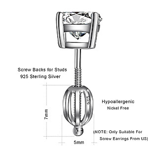 Earring Backs for Studs 925 Sterling Silver Earring Backs Lifters Screw Backs of Earrings Locking Earring Backs for Diamond Earrings Locking Earring Backs Replacement