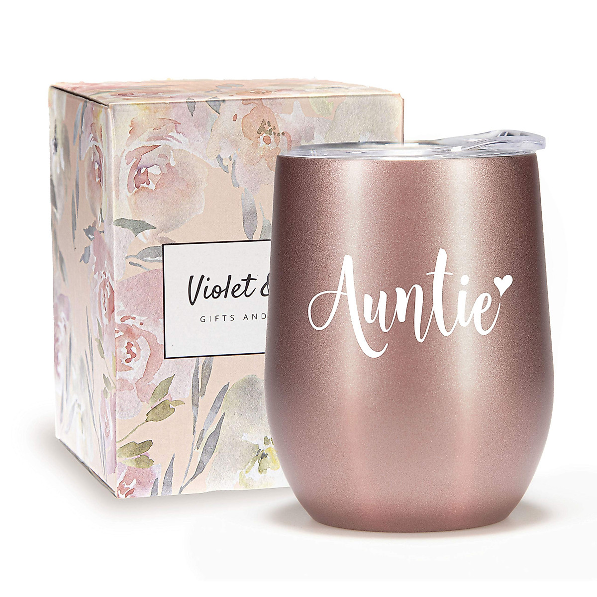 Violet and Gale Aunt Gifts from Niece - Great Gift for Aunts 12oz Auntie Wine Glass Tumbler Best Aunt Ever Birthday Mug Cup