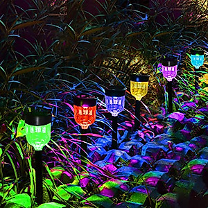 Ollivage Solar Pathway Lights Outdoor, Solar Garden Lights Color Changing Solar Landscape Lighting Weatherproof Auto On/Off for Lawn Patio Yard Walkway Sidewalk Driveway, 6 Pack