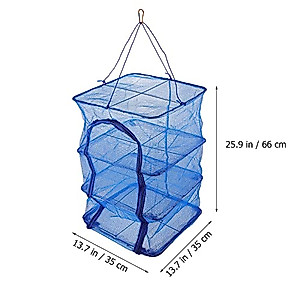 BESPORTBLE Drying Rack 4 Layers Folding Hanging Mesh Dryer for Shrimp Fish Fruit Vegetables Herb, 66X35X35cm with Buckle