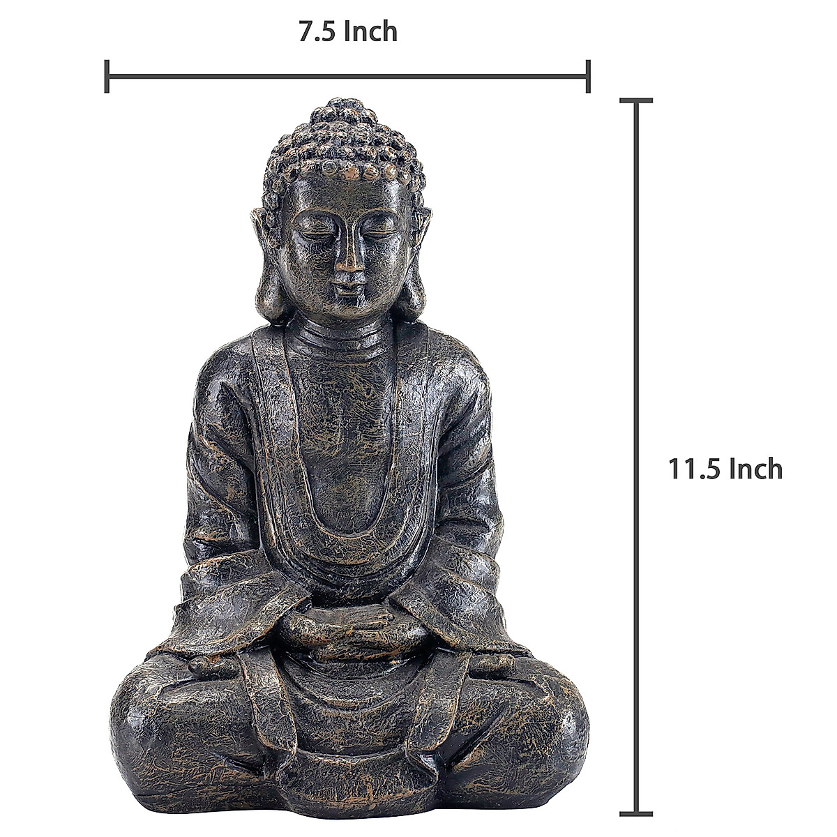MyGift 11.5-Inch Sitting Buddha Statue, Premium Gray Resin Meditation Zen Buddha Home Decor, Decorative Yoga, Garden, Alter, Prayer Spiritual Living Figurine