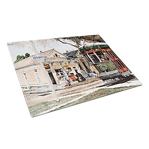 Caroline's Treasures 8108LCB New Orleans Street Car Glass Cutting Board Large Decorative Tempered Glass Kitchen Cutting and Serving Board Large Size Chopping Board