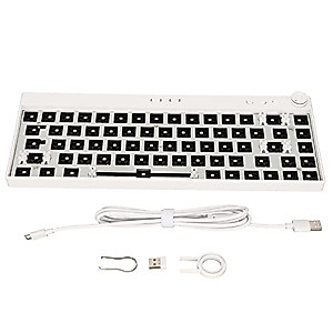 Yoidesu RGB Mechanical Keyboard DIY Kit, 68 Keys Hot Swappable Modular Custom Keyboard, 3Pin/5Pin Switch, Wireless 2.4G/Bluetooth/Type C Wired Gaming Keyboard(White)