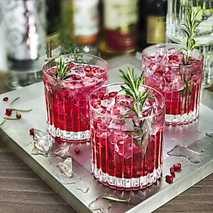 Double Old Fashioned Crystal Glasses, Set of 6 Whiskey Glasses, Perfect for Serving Scotch, Cocktails, or Mixed Drinks. (New York) pattern