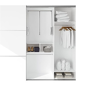 Nisorpa Pull Down Closet Rod Wardrobe Lift Wide Adjustable 35-48inch Aluminium Retractable Cabinet Rail Lifter Hanger Organizer Storage System Buffer Return Space Saving Weight Capacity 23lbs