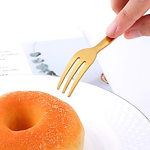 Fruit Fork Salad Pastry Small Oyster Forks 12 Pieces, BUY&USE 5.5-Inch Stainless Steel Gold Flatware