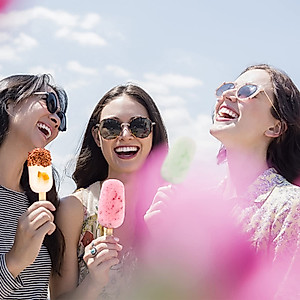 Ouddy Life Popsicle Molds Set of 2, Ice Pop Molds Silicone 4 Cavities Ice Cream Mold Oval Cake Pop Mold with 50 Wooden Sticks for DIY Popsicle, Clear