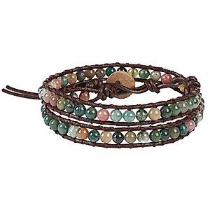 Infinityee888 Jasper 2 Wrap Bracelets and Choker woven Leather Necklace 2 in 1, Men Bracelet, Women Bracelet, Teengirls Bracelet Green