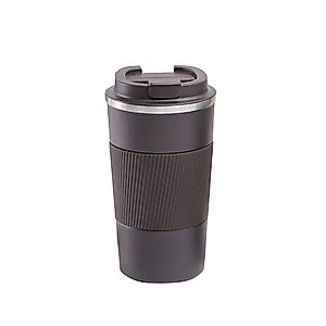 17oz Stainless Steel Vacuum Insulated Coffee Travel Mug for Ice Drink & Hot Beverage, Double Wall Travel Tumbler Cups with Spill Proof Lid, Car Thermos Gift for Men and Women (Brown)