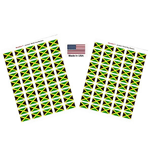 100 Jamaica Flag Stickers; American Made Decals Measure 1.5" x 1" & are Self Adhesive; Two Sheets of 50, 100 Sticker Flags Total