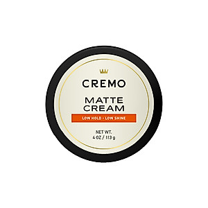 Cremo Hair Styling Matte Cream, Premium Barber Grade, Light Hold, Low Shine, Hair Cream and Hair Products For Men, 4 Oz