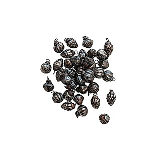 Creative Co-Op Embossed Mercury Glass Ornaments in Muslin Bag, Pewter Finish, Set of 36