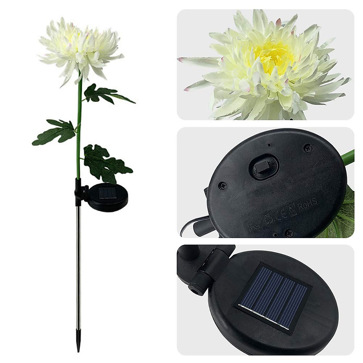 Outdoor Solar Garden Stake Lights, Chrysanthemum Decor Solar Pathway Lights LED Solar Garden Lights, Waterproof Stake Light for Garden Patio Yard Pathway Decor