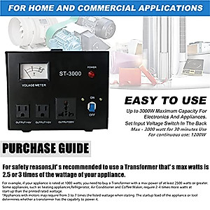 YaeCCC ST-3000 Voltage Transformer Converter Regulator with Voltage Meter - Step Up/Down - 110V/220V - Circuit Breaker Protection