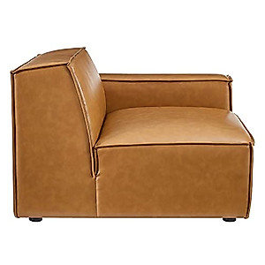 Modway Restore 7-Piece Vegan Leather Sectional Sofa in Tan