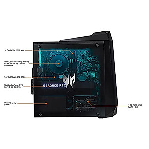 Acer Predator Orion 3000 PO3-620-UR17 Gaming Desktop Computer, Intel Core i7-10700 2.9GHz, 16GB RAM, 512GB SSD+1TB HDD, NVIDIA GeForce RTX 3070 8GB, Windows 10 Home
