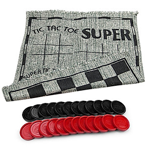 Lulu Home Jumbo Checkers, Giant 3-in-1 Checkers Game Rug Board Game Set, 2 Players