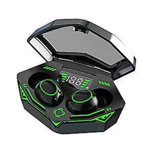 Wireless Bluetooth 5.2 Earbuds with RGB Light with Wireless Charging Case,Super HiFi Sound,Touching Control with Earhooks Headset Built-in Mic for Sport,Clear Calls,Work,Music