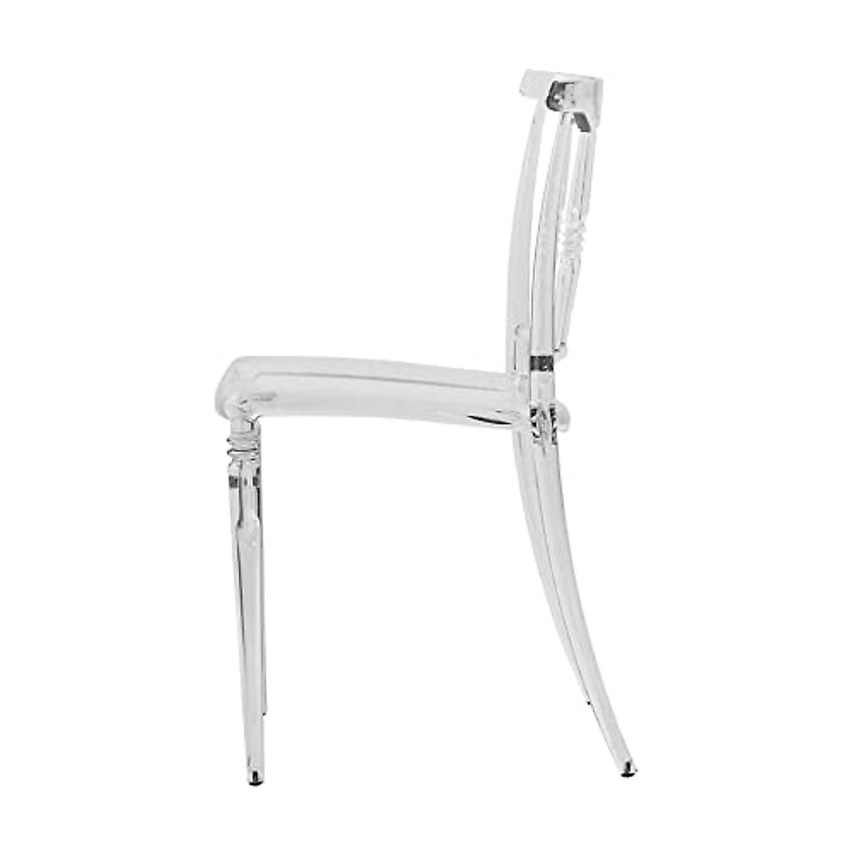 LeisureMod Spindle Mid-Century Modern Plastic Dining Chair with Clear Acrylic Seat and Legs, Stackable Accent Side Chair for Kitchen and Dining Room, Single