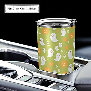 Amooorous Cute Unique Pumpkin Lamp Unique Orange Green Stainless Steel straw, vacuum insulated water bottle with Straw Lid travel mug spill proof for travel 20oz coffee tumbler botellas