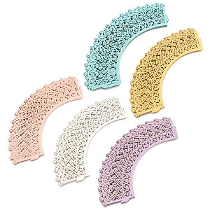 25 PC Purple Floral Lace Cupcake Wrappers Set from Bakell