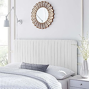 Modway Milenna Channel Tufted Fabric Headboard, Full/Queen, White