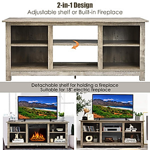 Tangkula Fireplace TV Stand for TVs up to 65 Inches, 58 Inches Media Console Table w/Fireplace, 1500W Electric Fireplace Stove TV Storage Cabinet w/Remote Control, Adjustable Brightness & Heat