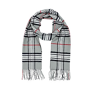 Achillea Classic Plaid Check Cashmere Feel Winter Scarf (Classic Grey Plaid)