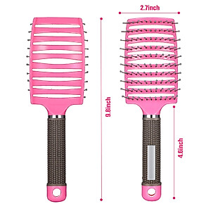 Patelai 4 Pieces Vent Hair Brushes Detangling Curved Brushes Massage Vented Styling Hair Comb Barber Hairdressing for Women,4 Color