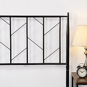 ETAROW Metal Full Size Bed Frame Mattress Foundation with Headboard and Firm Support, Easy Set up, No Spring Box Needed, Black 1121-F