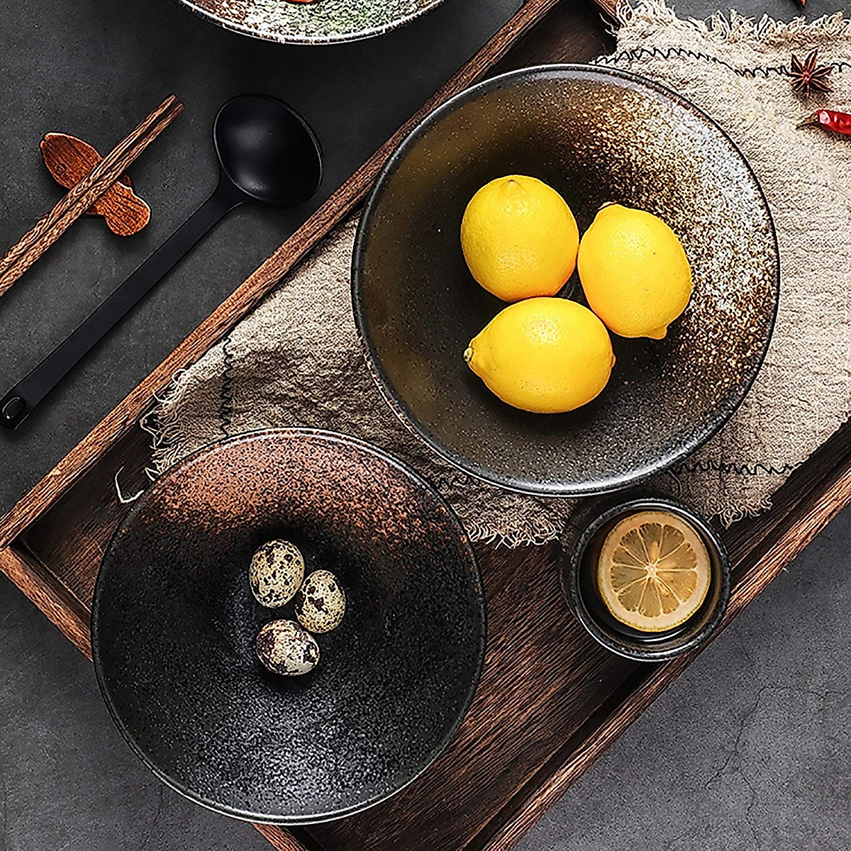 MULAPOH 7 Inch Porcelain Soup Bowls, 24 Ounces Japanese Ramen Noodle Bowl set of 2 for Pho, Udon, Soba and Wonton (White Pattern)