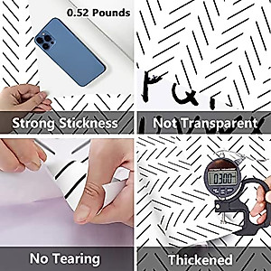 Erfoni Black and White Peel and Stick Wallpaper Modern Herringbone Contact Paper for Bathroom 17.7inch x 196.8inch Geometric Removable Wall Paper Peel and Stick Strip Self Adhesive Contact Paper