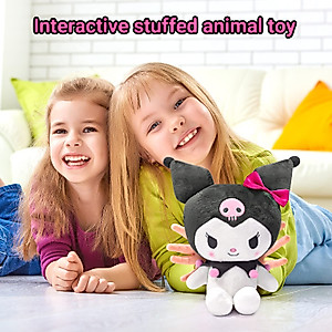 Kawaii Anime Plush Doll 10", Cartoon Stuffed Animal Figure Pillow Toy,Super Cute Plushies Gift for Girls Teens Fans Birthday Decoration (Black Kuro)