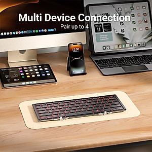 iClever Backlit Foldable Bluetooth Keyboard, BK05 Wireless Folding Keyboard with Backlight, Pair up to 4 Devices, Portable Travel Keyboard for iPad Tablet Laptop PC Smartphone Windows iOS Android