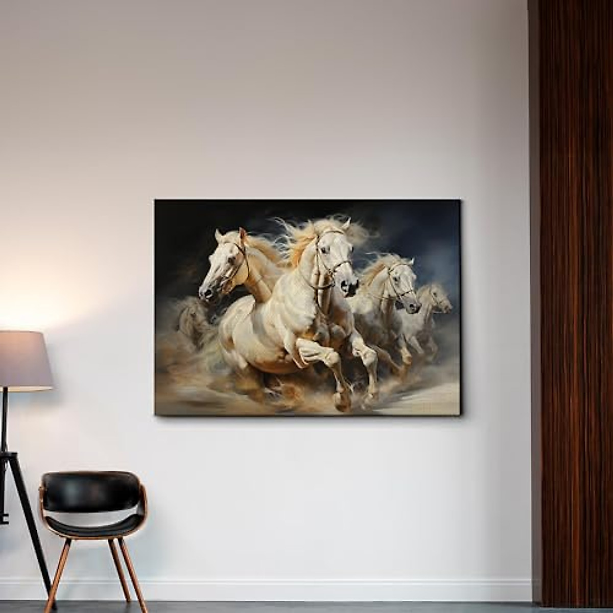 Majestic Black Stallion Galloping In The Clouds, Black Horse On Salt Flats, Canvas Print, Black Horse Print, Black Horse Wall Art