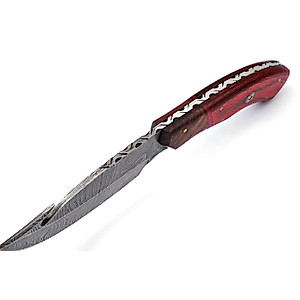 MOHID ENT Damascus Knives Damascus Steel Knife - Fixed Blade Knives - Real Damascus Hunting Knife - Best Gut Hook Skinning Knife With Leather Sheath Belt Loop