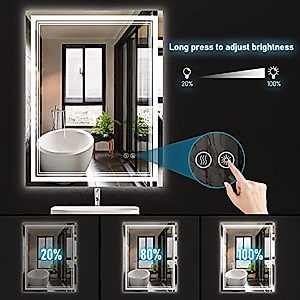 IOWVOE LED Bathroom Mirror 36 x 28 Lighted Vanity Makeup Mirror with Front Light, Wall Mounted Dimmable Mirrors with Anti-Fog, Memory Function (Horizontal/Vertical)