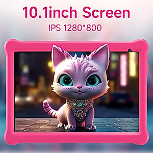 COOPERS Kids Tablet 10 inch, Android Tablets for Kids 32GB ROM 512GB Expand, Parental Control Toddler Tablet, GMS Certified, Kids Software Pre-Installed, WiFi, Dual Camera,with Shockproof Case, Red