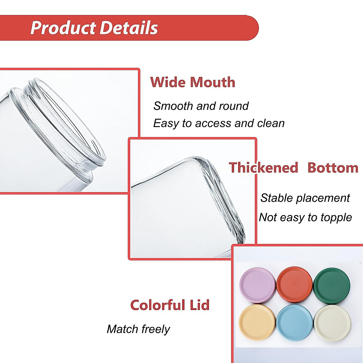 Artcochan 16 oz Glass Jars with Lids 6 Pack Glass Mason Jars with Airtight Lids, Prefect Overnight Oats Containers with lids for Snacks, Yogurt, Chia Pudding (6 Pack)